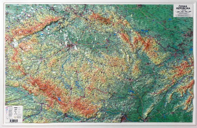 Raised Relief Maps Czech Republic as 3d map