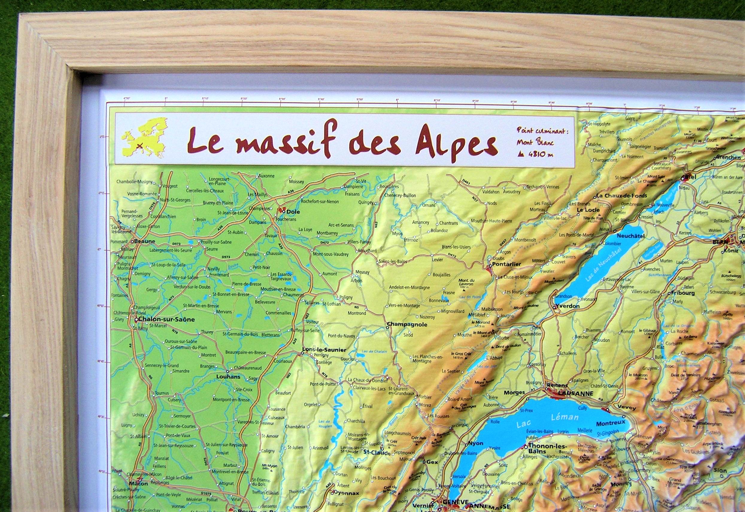 Raised relief map France as 3d map